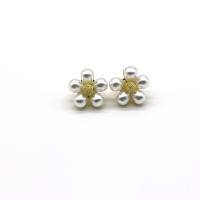 China Gold Mens Diamond Cufflinks Inlaid Pearl 1.5cm×1.5cm Size OEM ODM for sale