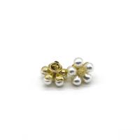 China Gold Mens Diamond Cufflinks Inlaid Pearl 1.5cm×1.5cm Size OEM ODM for sale
