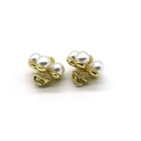 China Gold Mens Diamond Cufflinks Inlaid Pearl 1.5cm×1.5cm Size OEM ODM for sale
