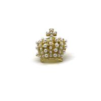 China Crown Shaped Mens Diamond Cufflinks Inlaid Pearl Gold Color ODM for sale
