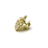 China Crown Shaped Mens Diamond Cufflinks Inlaid Pearl Gold Color ODM for sale