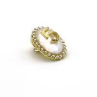 China Alloy Plated Gold Oval Cufflinks , White Pearl Cufflinks For Shirt ODM for sale