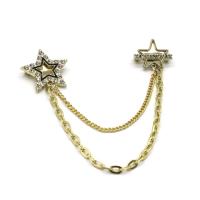 China Hollow Shirt Collar Pin Chain Pentagonal Stars Inlaid Crystal Diamond for sale