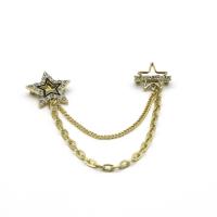 China Hollow Shirt Collar Pin Chain Pentagonal Stars Inlaid Crystal Diamond for sale