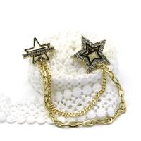 China Hollow Shirt Collar Pin Chain Pentagonal Stars Inlaid Crystal Diamond for sale