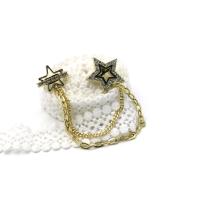 China Hollow Shirt Collar Pin Chain Pentagonal Stars Inlaid Crystal Diamond for sale