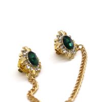 China Retro Diamond Collar Lapel Pin Inlaid Grandmother Green Crystal Alloy Material for sale