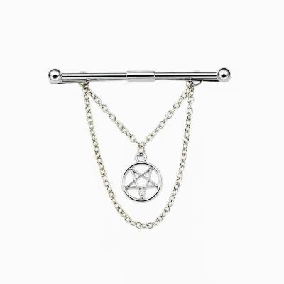 China Stream Su Pentagon men shirt collar pin Alloy Material 6cm×5cm size for sale
