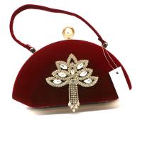 China Dinner Evening Clutch Handbag Red Fluff Fabrics Inlaid Diamond Stream Soviet for sale
