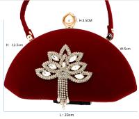 China Dinner Evening Clutch Handbag Red Fluff Fabrics Inlaid Diamond Stream Soviet for sale