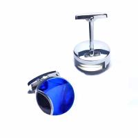 China Eco Men'S Diamond Cufflinks Copper Material Round Gem Blue Crystal for sale