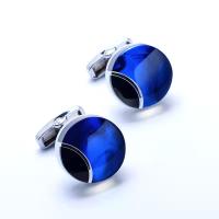 China Eco Men'S Diamond Cufflinks Copper Material Round Gem Blue Crystal for sale