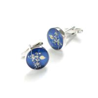 China Crystal Blue Diamond Cufflinks , Button Cufflinks For Shirts Copper Material for sale