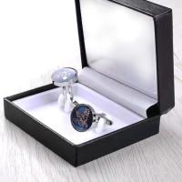 China Crystal Blue Diamond Cufflinks , Button Cufflinks For Shirts Copper Material for sale