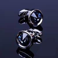 China Cat Eye Diamond Men'S Shirt Cufflinks Circular Alloy Material 16mm Size for sale