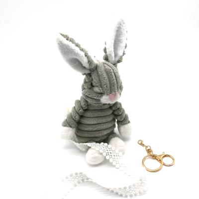 China Gray Rabbit Key Chain 3 Dimensional Corduroy Material Filled With Cotton for sale