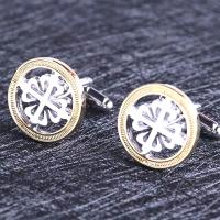 China Circular Hollow Mens Diamond Cufflinks Disc Gear Pattern 16mm Size for sale