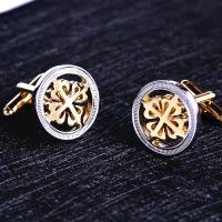 China Circular Hollow Mens Diamond Cufflinks Disc Gear Pattern 16mm Size for sale