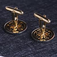 China Circular Hollow Mens Diamond Cufflinks Disc Gear Pattern 16mm Size for sale