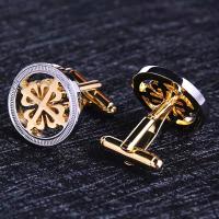 China Circular Hollow Mens Diamond Cufflinks Disc Gear Pattern 16mm Size for sale