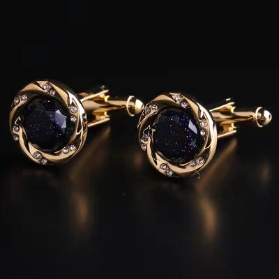 China Star Crystal Mens Diamond Cufflinks Alloy Plating Color For Shirt 15mm Size for sale