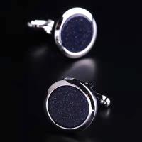 China Alloy Mens Silver Cufflinks Embedding Glittering Pink Blue Acrylic OEM for sale