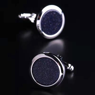 China Alloy Mens Silver Cufflinks Embedding Glittering Pink Blue Acrylic OEM for sale