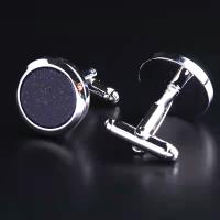 China Alloy Mens Silver Cufflinks Embedding Glittering Pink Blue Acrylic OEM for sale