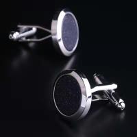 China Alloy Mens Silver Cufflinks Embedding Glittering Pink Blue Acrylic OEM for sale