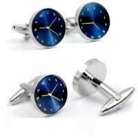 China Alloy Material Mens Diamond Cufflinks , Embedding shirt cuff button for sale