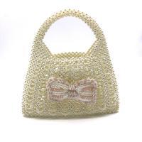 China Handmade White Pearl Beaded Bag Bow Flower for Women 22×18×23cm for sale