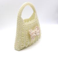 China Handmade White Pearl Beaded Bag Bow Flower for Women 22×18×23cm for sale