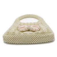 China Handmade White Pearl Beaded Bag Bow Flower for Women 22×18×23cm for sale