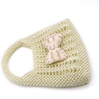 China Handmade White Pearl Beaded Bag Bow Flower for Women 22×18×23cm for sale