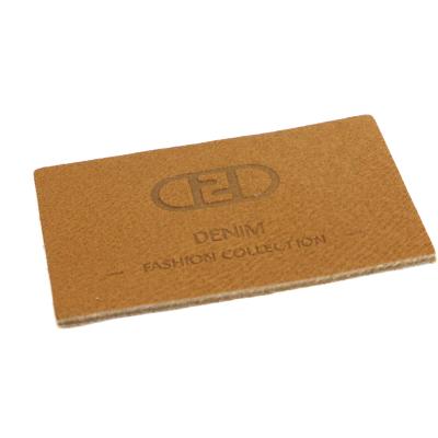 China Brown Leather Patches For Clothes Voltage Logo 8cm×5cm Size ODM for sale