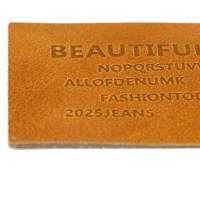 China Molding Hot Press Brown Leather Patches For Hat jeans Clothes for sale
