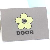 China OEM Gray Leather Patch For Jeans Printing Flower Pattern 7cm×5cm for sale