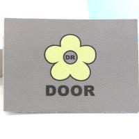 China OEM Gray Leather Patch For Jeans Printing Flower Pattern 7cm×5cm for sale