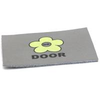 China OEM Gray Leather Patch For Jeans Printing Flower Pattern 7cm×5cm for sale