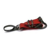 China 2cm Red Leather Key Chain Gun Color Alloy Material Adjustable ODM for sale