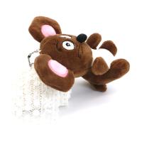 China Brown Filling Cotton Doll Key Chain Big Ear Miqi Mouse Plush Cloth Material OEM for sale