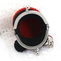 China Red Wool Cute Doll Keychain Hand Woven Handie Bag shape With Pearl for sale