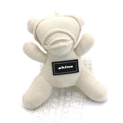 China White Cotton Key Chain , Cute Bear Keychain 11.5cm×6.5cm Size for sale