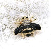 China Fashion Diamond Bee Brooch  , Black Clothes Pin Black Glue Dropping Process OEM ODM for sale