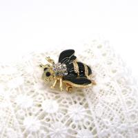 China Fashion Diamond Bee Brooch  , Black Clothes Pin Black Glue Dropping Process OEM ODM for sale