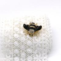 China Fashion Diamond Bee Brooch  , Black Clothes Pin Black Glue Dropping Process OEM ODM for sale