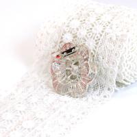 China Rotating 3D Flower Fashion Brooch Pin Silver Color With Shiny Diamond 3.8cm Size for sale