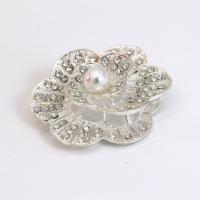 China Rotating 3D Flower Fashion Brooch Pin Silver Color With Shiny Diamond 3.8cm Size for sale