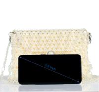 China Women 6mm Pearl Hand Bags , White Woven Bead Bag Hand weaving OEM for sale