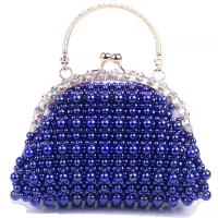 China Blue Pearl Hand Bags Hand Weaving With Iron Twist For Women'S 18cm length for sale